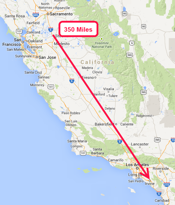 The Orange County 350 Mile Classic Race Course Map